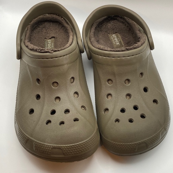 CROCS | Shoes | Crocs Olive Mules With Fleece Lining69 | Poshmark